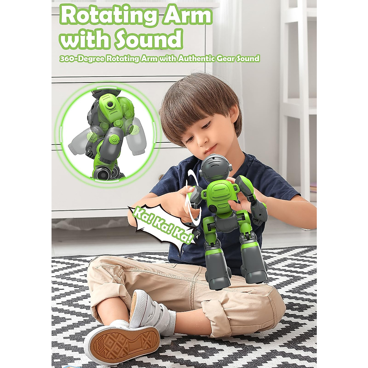 YUANJIROT Robot Toys for Kids, Boy RC Gesture Sensing Toy, Interactive Recordable Programmable Robot Gift for Boys Girls Aged 5-7