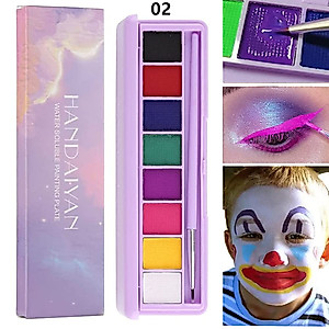 Go Ho 16 Colors Water Activated Eyeliner Palette,Highly Pigmented Bright Vibrant Fluorescent Rainbow Colorful Face and Body Paint Makeup,Matte and UV Paint Graphic Eyeliner,With Eyeliner Brush