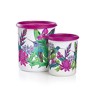 New Tupperware Hummingbird One Touch Canister with Easy Open Seal Set of 3