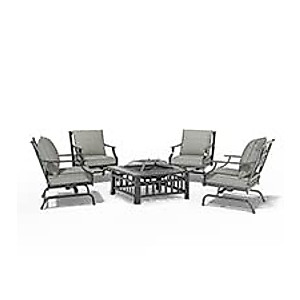 Grand patio Outdoor 5 Pieces Furniture Set,4 Motion Patio Chairs and 32" Wood Burning Fire Pit,Gray