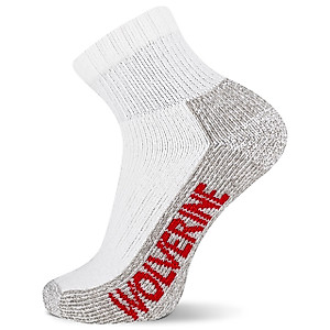 Wolverine Mens 2 Pack Cotton Quarter Sock Steel Toe, White, 7-12 US