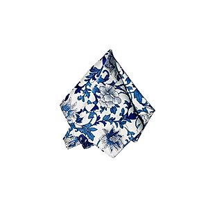 Pocket Square,Bandana,handkerchief, hanky,silk cerpe satin with oriental art pattern (Blue and white porcelain pattern)