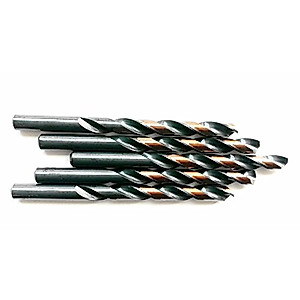 5PCS,3/8", HSS Jobber Length Black and Gold Coated Twist Drill Bits, Metal drill, ideal for drilling on mild steel, copper, Aluminum, Zinc alloy etc. (3/8)