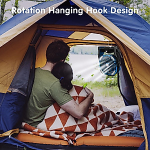 ABVOT 20000mAh Camping Fan with 4 LED Lights, Rechargeable Fan Portable, Stepless Speed and Adjustable Timer Settings for Picnic, Barbecue, Fishing, Travel