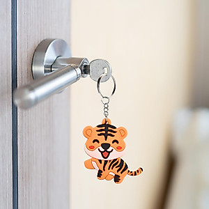 Mirabuy 24 Pack Tiger Keychains Party Favors for Wild Animal Party, Jungle Zoo Safari Animal Party, Baby Shower Return Gifts