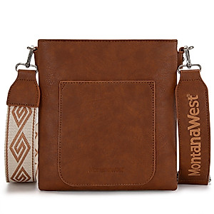 Montana West Crossbody Bags for Women Multi Pocket Cross Body Bag Purses with Guitar Strap Brown MWC-184DBR