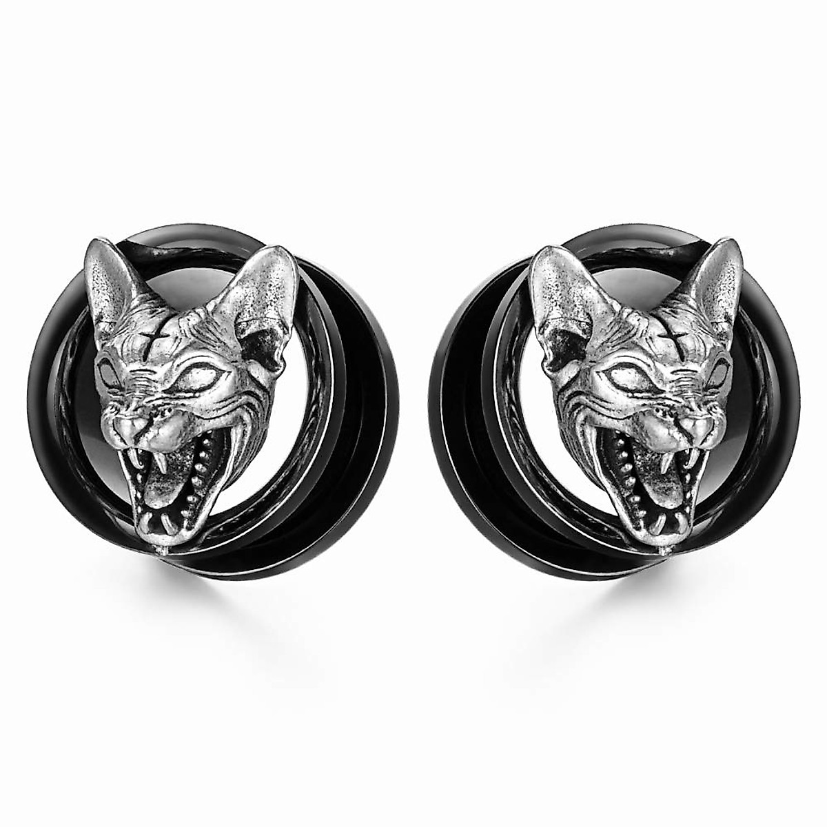 TBOSEN 2PCS Ear Gauges Animal Style Flesh Tunnel Gauges for Ears Stretcher Plug Jewelry Piercing Expander Gauges 0g - 1 inch 8mm-25mm