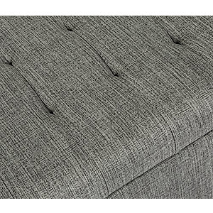 FIRST HILL FHW Arlos Rectangular Fabric Storage Ottoman with Tufted Design - Shadow Gray