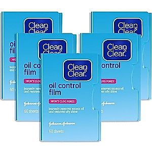 Oil Control Film Replacment for Clean & Clear Oil-Absorbing Sheets,5pack(total 300sheets)Oil Blotting Sheets for Face,9% Larger,Makeup Friendly High-performance Handy Face Blotting Paper for Oily Skin