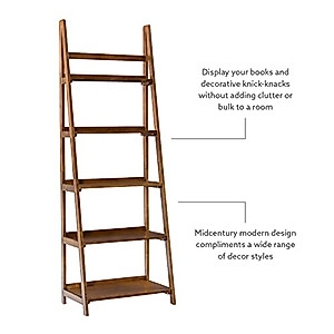 Melissa Mid-Century Bookcase, Walnut by Linon Large