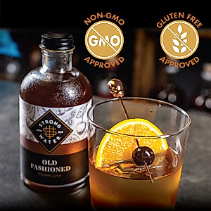 Strongwater Old Fashioned Mix - Makes 32 Cocktails - Handcrafted Old Fashioned Syrup with Bitters, Orange, Cherry, Organic Demerara Sugar - Craft Cocktail Mixer, Just Mix with Bourbon,Whiskey - 1 Pack