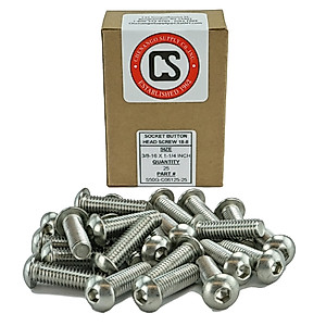 Stainless 3/8-16 x 1-1/4" (3/4" to 3" Available) Socket Button Head Cap Screws, Full Thread, Hex Drive, Stainless Steel 18-8, Coarse Thread (3/8-16 X 1-1/4)