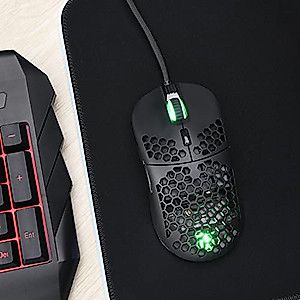 DGG ST-M5 12,000 DPI RGB Ambidextrous Wired Gaming Mouse,Ultralight Honeycomb Mouse,Side Wing and Personalized Weights Design Ergonomic Gaming Mice Left Handed or Right Handed