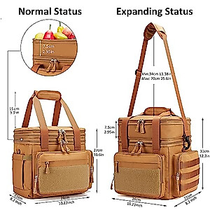 Gafetrey Large Tactical Lunch Box for Men, Insulated Lunch Bag Adult, Thermal Lunchbox Leakproof Waterproof Cooler Bag, Extra Large Lunch Pail for Work Office Camping