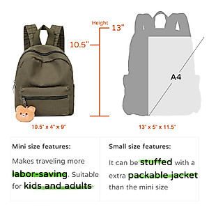 Phaoullzon Girls Mini Backpack Purse for Women Kids Canvas Small Casual Daypack Tiny Cute Travel Bag,Olive green