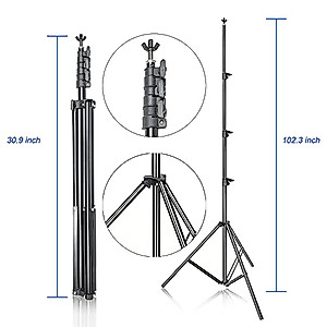 HYJ-INC 10ft x 8.5ft Adjustable Photography Backdrop Support System Photo Video Studio Muslin Background Stand Kit with Carry Bag