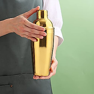 Kyraton Gold Cocktail Shaker, Professional Grade Martini Shaker, Titanium Golden Plating Premium Stainless Steel Cocktail Shaker, Bar Accessories for Home Bars 24 oz Total Capacity