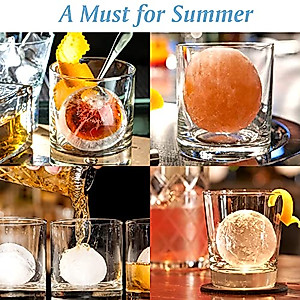 Unigul Ice Cube Trays for Freezer, 2.5'' Ice Ball Maker Mold, 2Pack Round Ice Cube Mold, Whiskey Ice Mold with Lid, Bin&Clip, Large Ice Cube Tray Making 16PCS for Chilling Cocktails &Bourbon&Whiskey