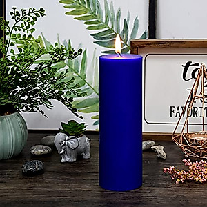 Zest Candle 3 x 9 Inch Blue Pillar Candle, 3" D x 9" H, Blue