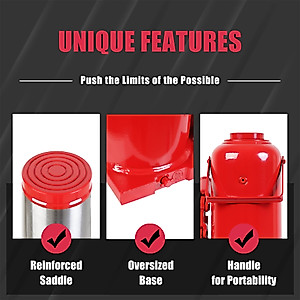 BIG RED 30 Ton (60,000 LBs) Capacity Low Profile Hydraulic Welded Ultra Duty Bottle Jack, TAM93007