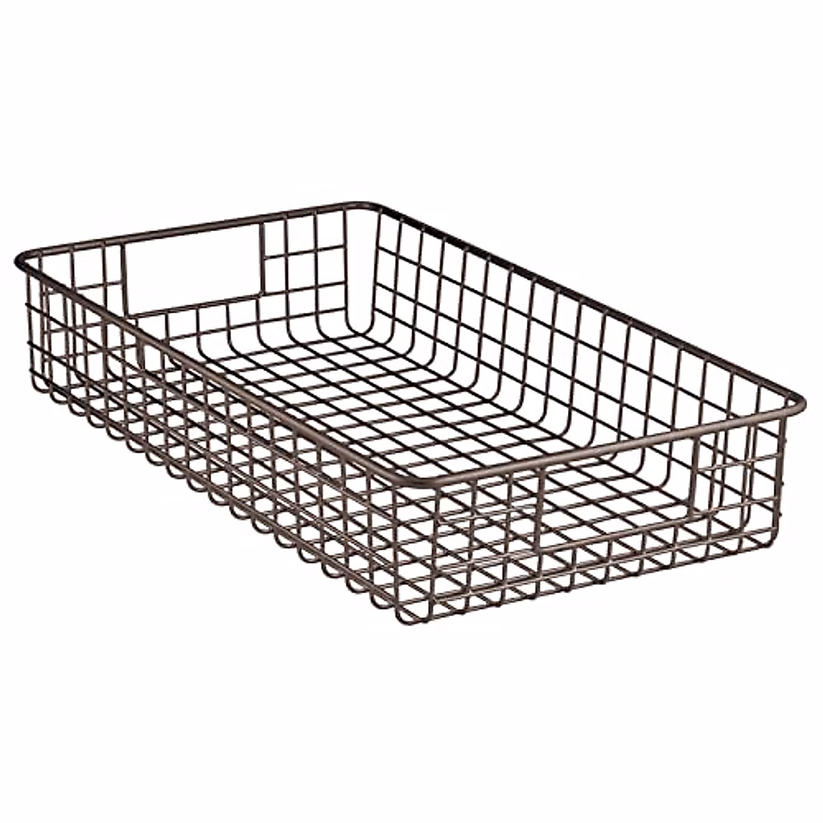 mDesign Metal Wire Bathroom Storage Shallow Bin Basket - Holder Tray for Organizing Cabinets, Shelves, Closets, Countertops - Concerto Collection - Bronze