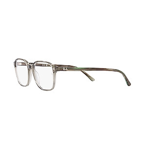 Ray-Ban RX5393 Leonard Square Prescription Eyewear Frames, Transparent Green/Demo Lens, 49 mm