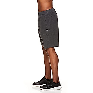 Gaiam Men's French Terry Yoga Shorts - Athletic Gym and Running Sweat Short with Pockets - Synergy Black Heather, Medium