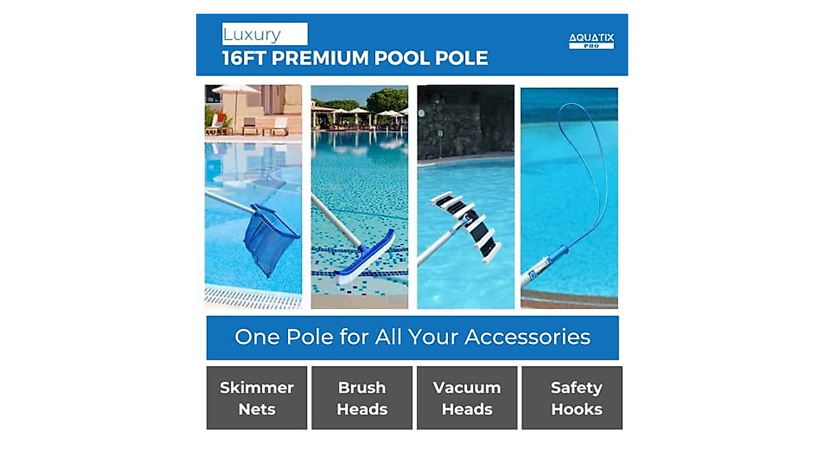 Aquatix Pro 16ft Pool Pole - Maximum Strength and Reach