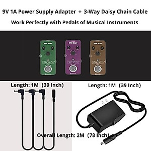 for Boss PSA Adapter 9V DC Guitar Pedal Power Supply 1A Power Cord for BOSS Effects Pedal,One Spot (1 Spot),Casio Keyboard,Roland,Distortion,PSA-120S,Center Negative with 3 Way Daisy Chain Cables