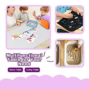 QEKMSY Kids Sensory Bins Table with 2 Stool, Multifunctional Children Interactive Activity Wooden Table Set for 1-3 Years, Drawing Table Play Sand & Water Table Children's Table with Storage Bins Lid