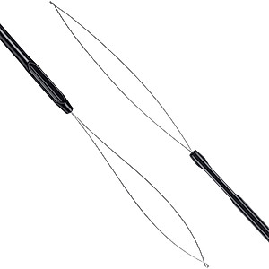 10 Pieces Hair Extension Loop Needle Threader Pulling Hook Tool and Bead Device Tool Black Loop Threader for Hair or Feather Extensions (Black)