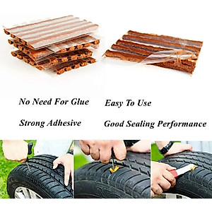 HappyBeeYo Pack of 100 Tire Repair Plugs, Tire Repair Strings Rubber Strips,Self Vulcanizing Tubeless Seal(100mm x 6mm) for Cars