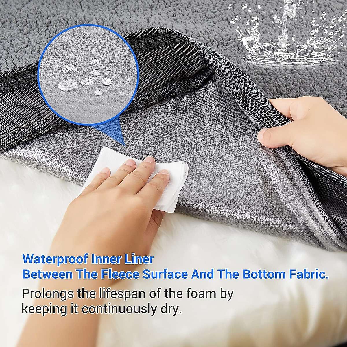 OhGeni Orthopedic Dog Beds for Large Dogs,Dog Bed with Plush Egg Foam Support and Non-Slip Bottom, Waterproof and Machine Washable Removable Pet Bed Cover