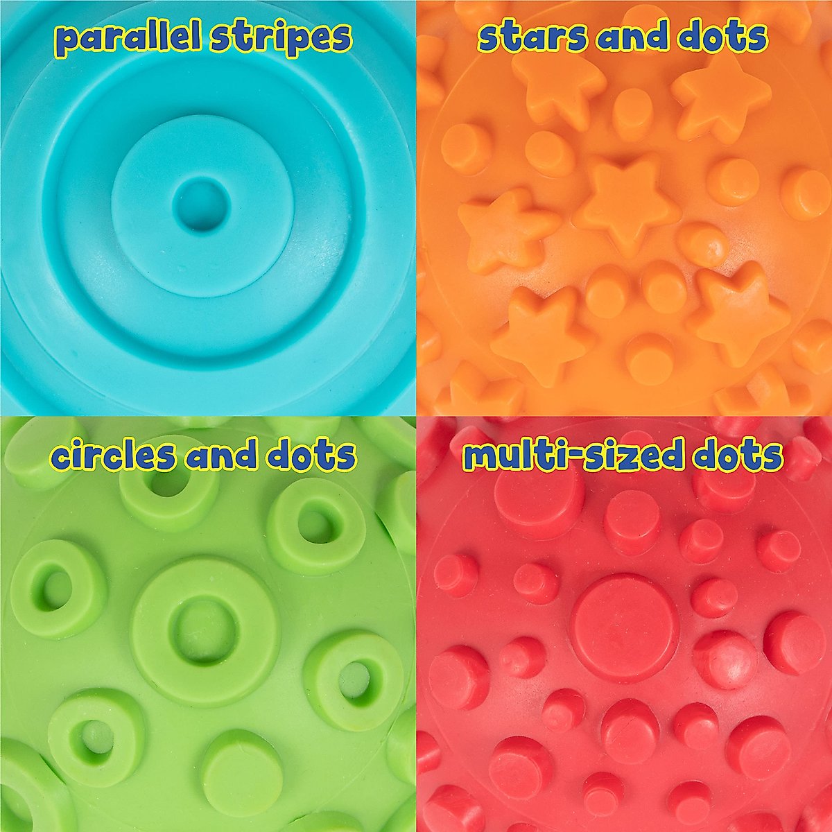READY 2 LEARN Paint and Dough Texture Spheres - Set of 4 - Ages 2 + - Mix and Match Sensory Fidget Toys for Toddlers - DIY Textures and Patterns, red, Blue, Orange, Green