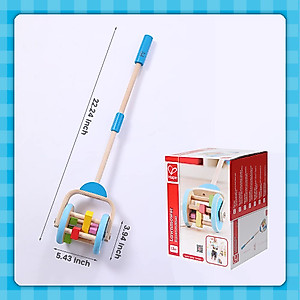 Hape Wooden Push and Pull Lawn Mower for Babies| Push Along Activity Walking Toy for Toddlers 12 Months and Up