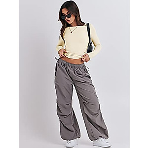 ANRABESS Women Long Sleeve Slim Fit Crop Top Going Out Tight Y2K Tshirt Trendy Basics Tees Streetwear Workout Athletic 2023 Fashion Clothes 1029xingse-S Apricot