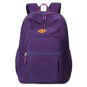 abshoo Girls Solid Color Backpack For College Women Water Resistant School Bag (Purple)