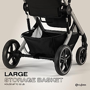 Cybex Balios S Lux Toddler and Baby Stroller with Reversible Seat, Unique One-Pull Harness, and Multiple Recline - Travel System Ready, with One Hand Fold, Silver Frame/Moon Black Seat