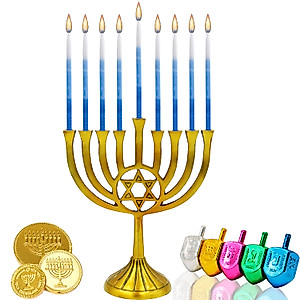 The Dreidel Company Dripless Deluxe Tapered Pastel, Blue and White Decorations, Hanukkah Menorah Candles for All 8 Nights of Chanukah (Single)