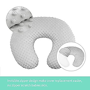 Minky Nursing Pillow Cover, 2 Pack Nursing Pillow Slipcover for Breastfeeding Pillow Slipcover Fits Nursing Pillow, Soft Snug for Infant & Baby Boy Girl (Grey & Blue)
