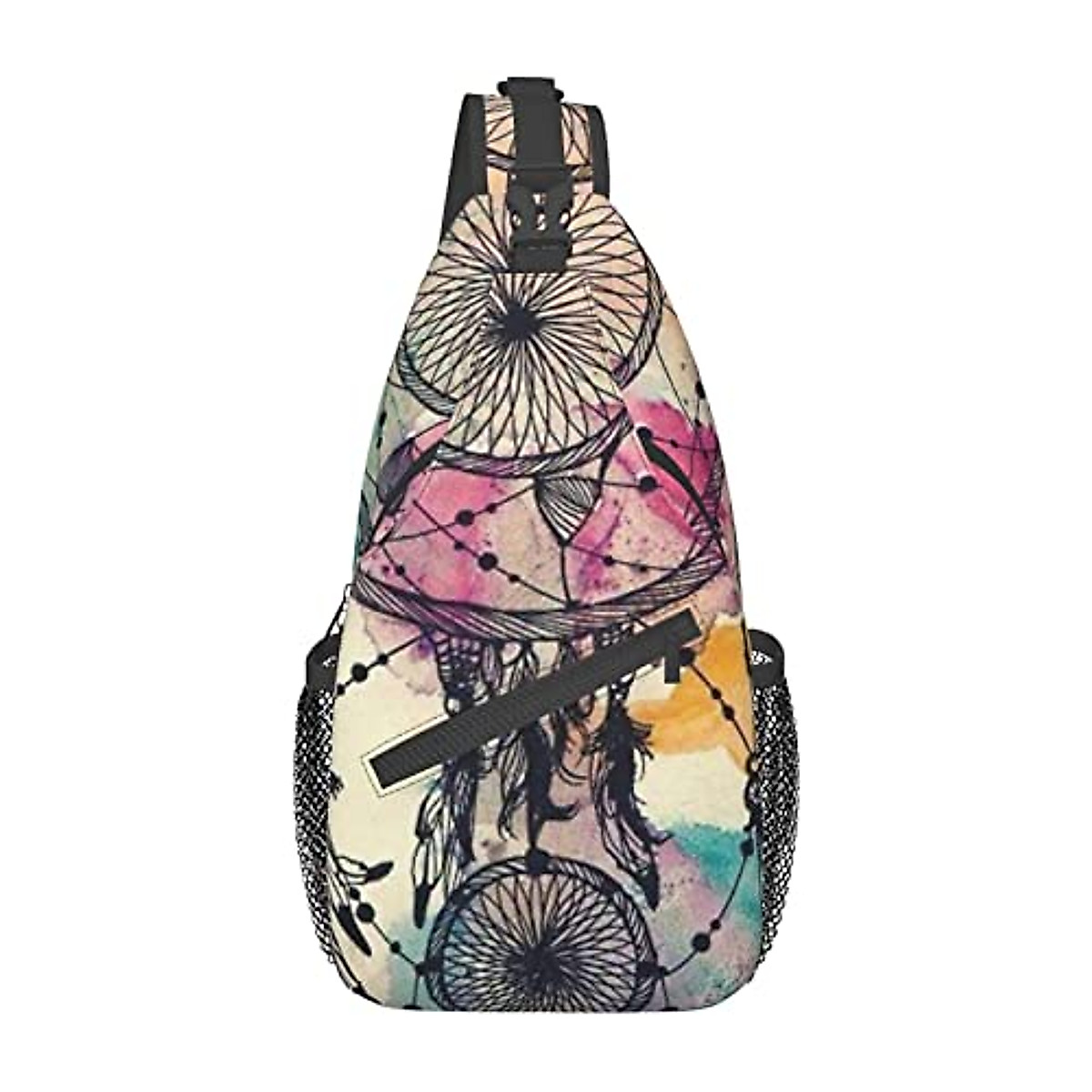 Men & Women Sling Backpack Outdoor Sport Daypack Travel Bag - Multipurpose Anti-Theft Carry On Bag, Breathable Chest Sling Shoulder Backpacks Bags, Vintage Dreamcatcher Art