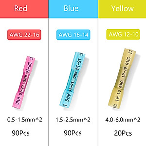 200pcs Heat Shrink Butt Connector, Waterproof Crimp Electrical Wire Connector, Butt Splice Terminal Best for Repair and Maintenance. Suitable for Automotive, Decoration Wiring, Marine Wire Joint