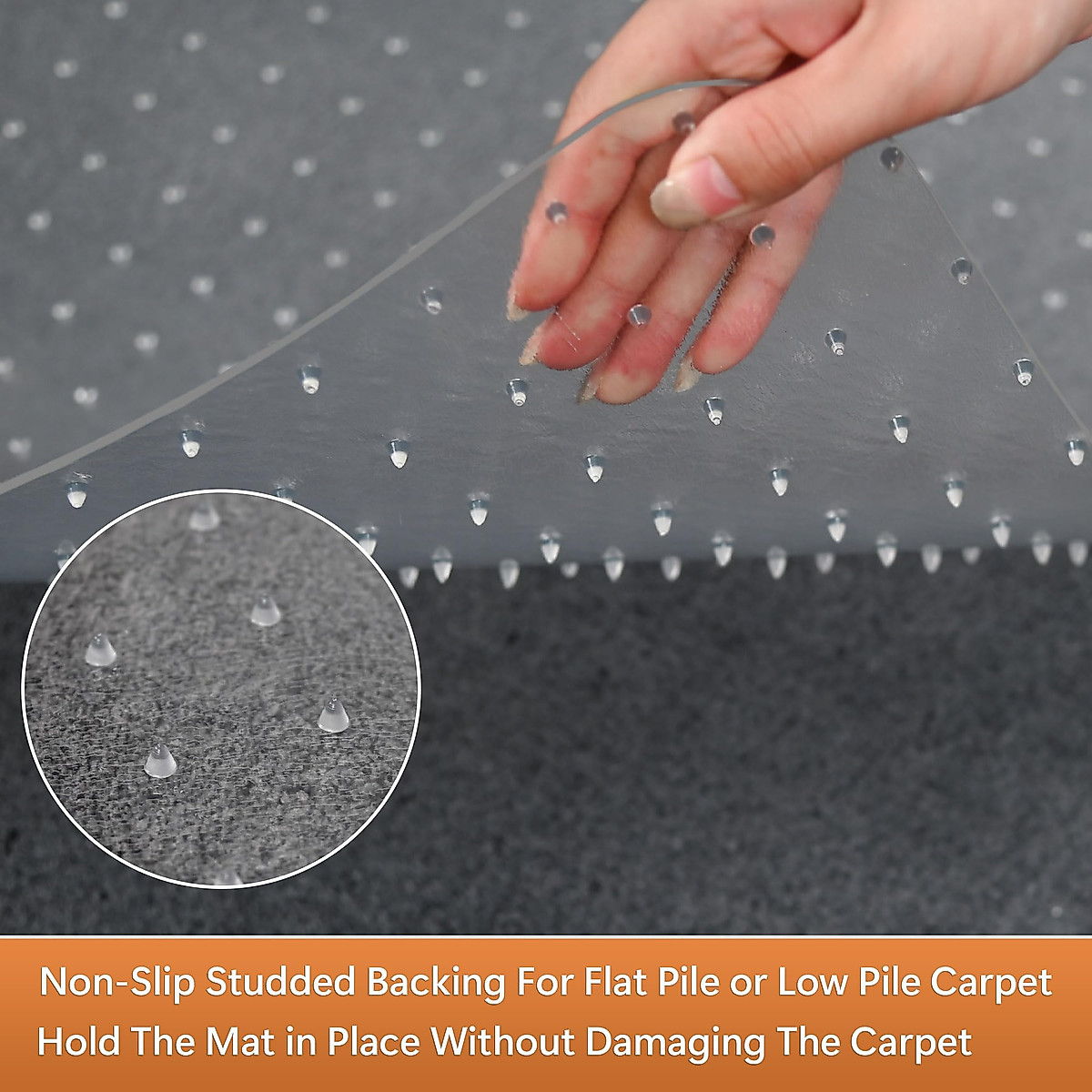 HOMEK Large Office Chair Mat for Carpeted Floors, 45" x 53" Clear Desk Chair Mat for Low Pile Carpet- Easy Glide Carpet Protector Mat for Office Chair