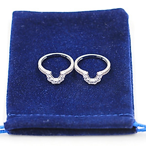 Uloveido 925 Sterling Silver Cubic Zirconia Pave Oval-Shaped Ring Guard Enhancer for Solitaire Wedding Promise Rings Y2470 (Size 9)