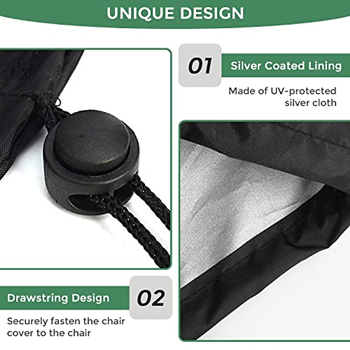 Skyfiree Stacking Patio Outdoor Chair Cover Waterproof, Outdoor Furniture Covers Stacked Chairs 420D, Highback Chair Covers Outdoor Stack Chairs for All Weather Protection Black, 27" L x 27" W x 31”