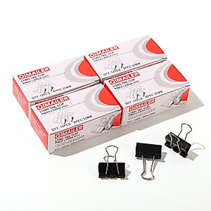 Medium Binder Clips and Paper Clips (48 Pcs) 1.25 Inch,Black Metal Medium Paper Clamps for Office, Home, School