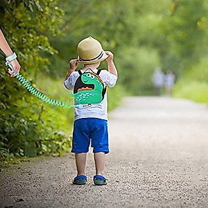 Toddler Kids Little Dinosaur Leash Backpack with Wrist Child Toddlers Safety Walking Wrist Leashes for Kids Girls Boys (Black)