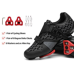 Unisex Cycling Shoes for Men Women Compatible with Peloton Bike Shoes with Delta Cleats for Road Biking Indoor Outdoor Pedal Black 44