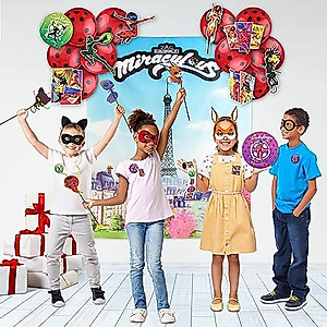 Miraculous 50-Piece Mega Party Pack - All-In-One Party Box For Zag Heroez Themed Birthday Party, Ladybug Party In A Box Celebration Kit, Backdrop and Party Props For Kids Birthday Party