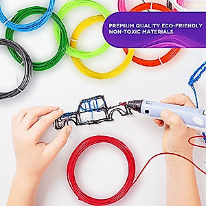 Smart Novelty Premium 3D Pen Filament Refill 10-in-1 Multicolor Bundle Universally Compatible Multicolored 1.75mm - PLA High Precision Pen & Printer Filament Refills- 16 Feet Per Color